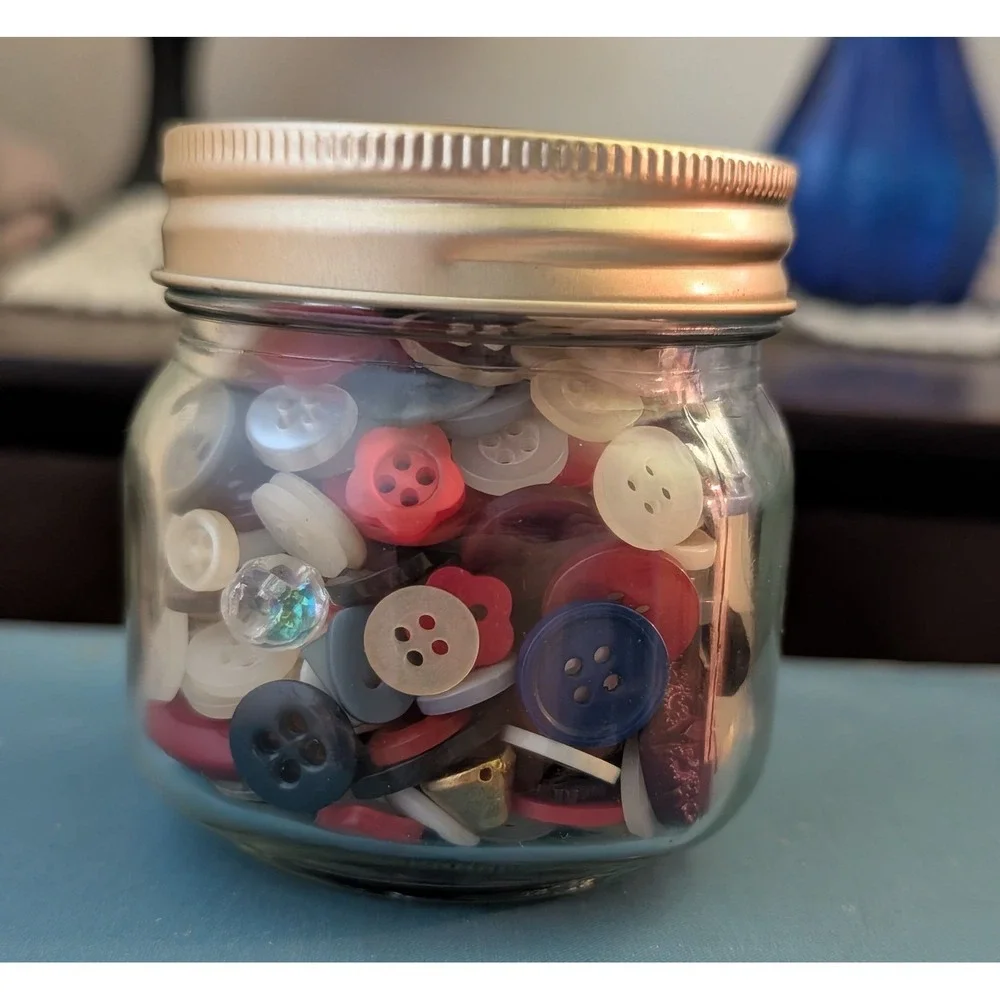 Jewelry | 3 Jar Of Red White Blue Gold Silver Tone Buttons | Poshmark